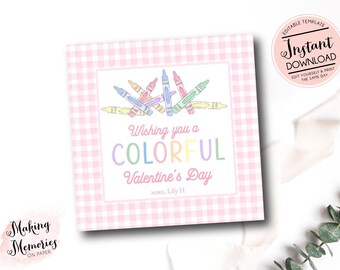 Crayon Valentine Tag Printable - Valentine's Day Crayon Label ...