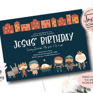 Nativity Invitation, Jesus Birthday Party Invitation, Christmas Church ...