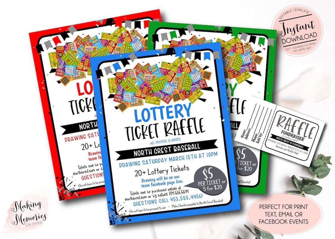 Lottery Ticket Raffle Ticket Fundraiser Flyer, Lottery Ticket Raffle Fundraiser Template, Sports ...