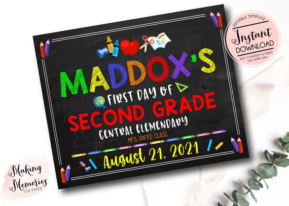 Editable Back to School Sign Printable First Day of School - Etsy