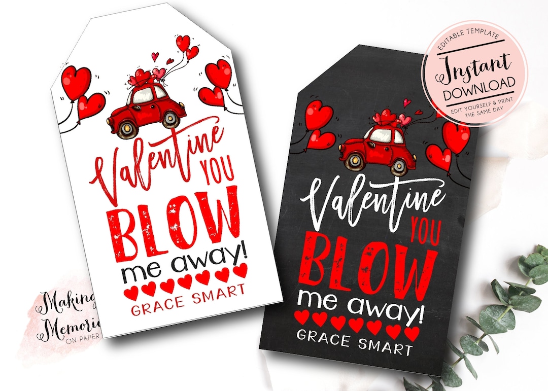 Bubble Valentine Tag, Blow Me Away Valentine Cards, Gum Valentine ...