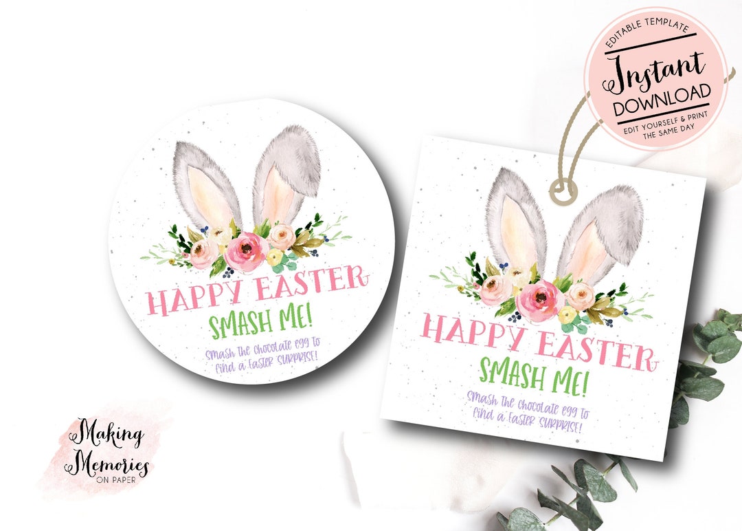 Easter Favor Tag, Smash Egg Chocolate Sticker, Chocolate Smash Egg Tag ...
