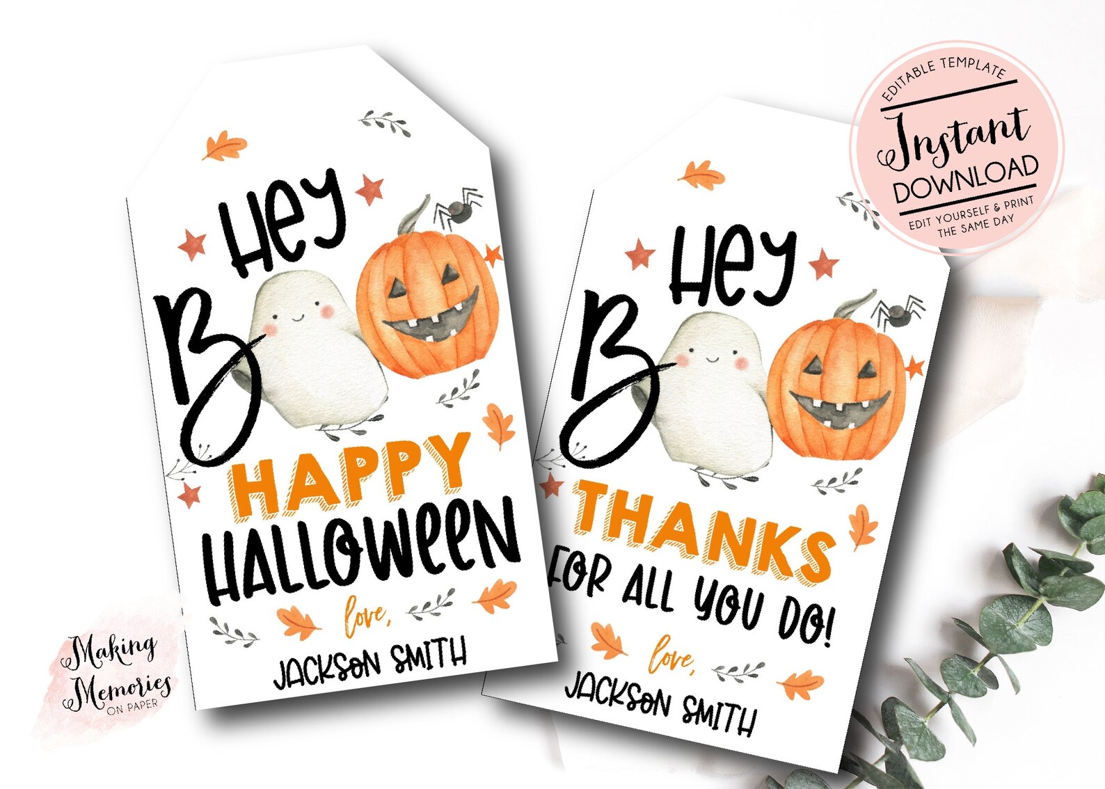 Halloween Favor Tag Editable Birthday Halloween Favor Tags - Etsy