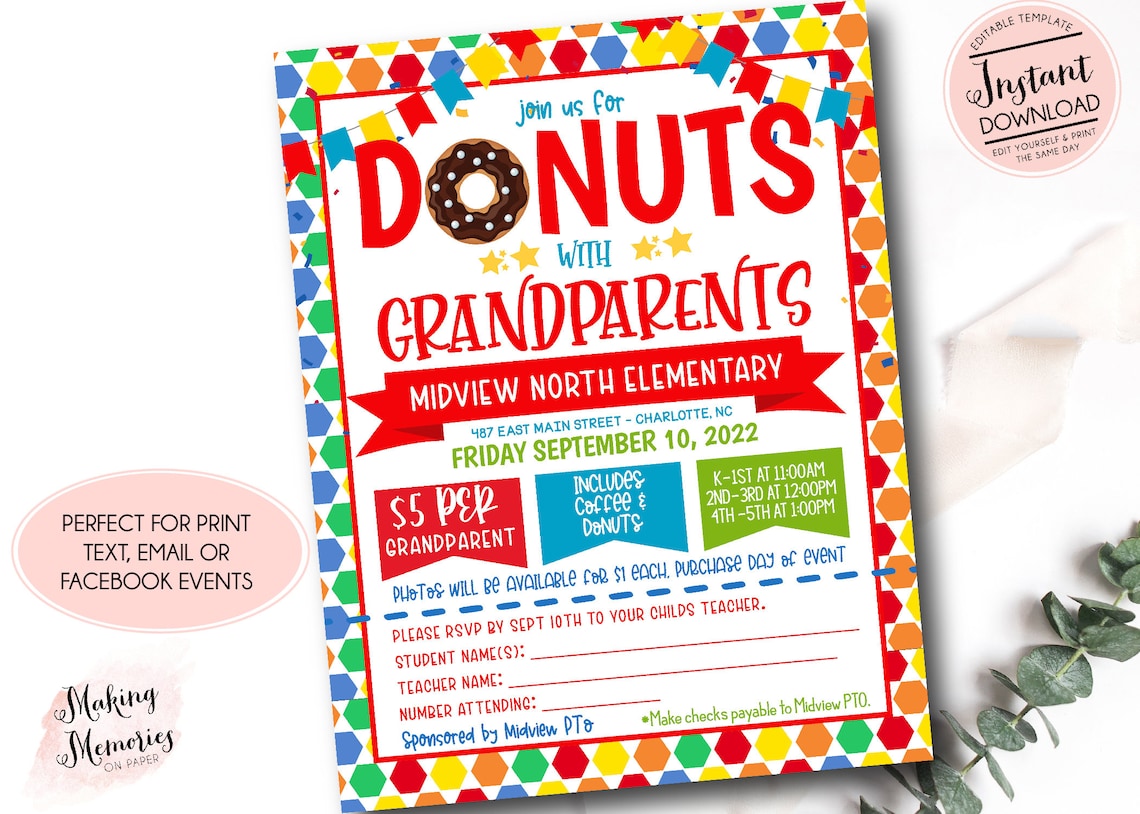 Donuts With Dad Flyer Donuts With Dad Invitation Donuts With - Etsy