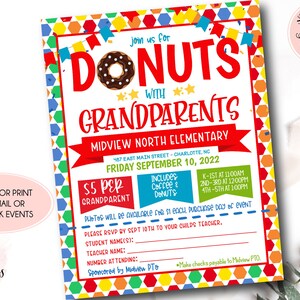 Grandparent Day Flyer, School Grandparents Day Event, Donuts With ...