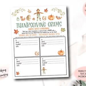Thanksgiving Candy Gram Template, School Candy Gram, School Fundraiser ...
