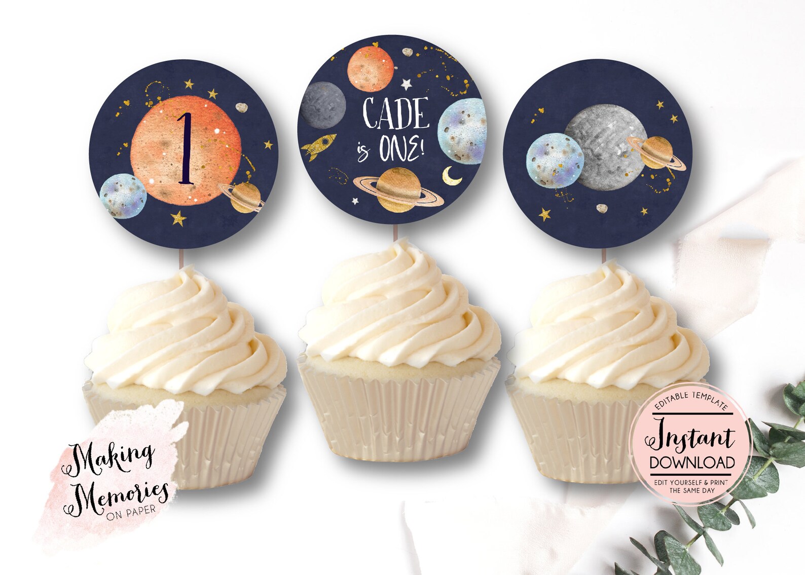 Editable Outer Space Food Tent Cards, First Trip Around the Sun Food ...