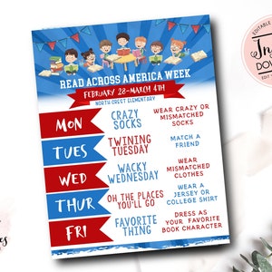 Spirit Week Template, Spirit Week Schedule, School Spirit Week, Reading ...