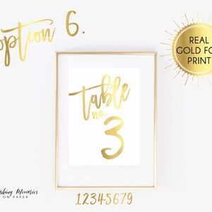 Real Foil Table Numbers, Real Foil Print, Table Numbers, Wedding Signs ...
