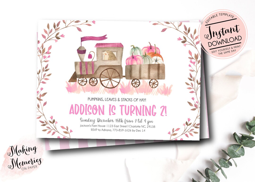 Fall Birthday Invitation, Fall Hayride Invitation, Pumpkin Patch ...