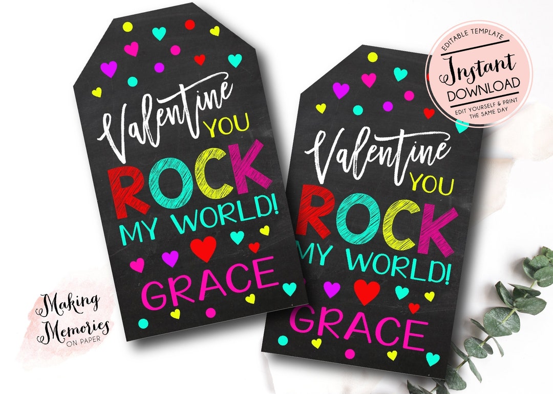 You Rock Valentine's Day Gift Tag, Staff Teacher Friend, Classroom Pop ...