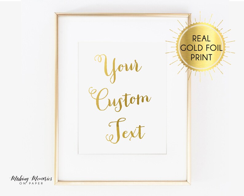 Real Foil Print Custom Design Custom Foil Sign Custom Foil | Etsy