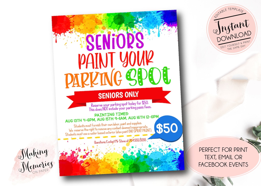 Paint the Parking Lot Fundraiser Flyer, Paint Your Parking Spot Flyer ...