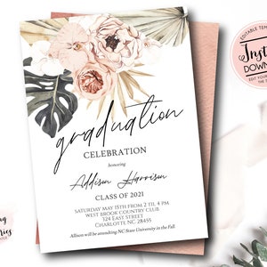 Graduation Announcement Invitation, Bohemian Graduation Party Invite ...