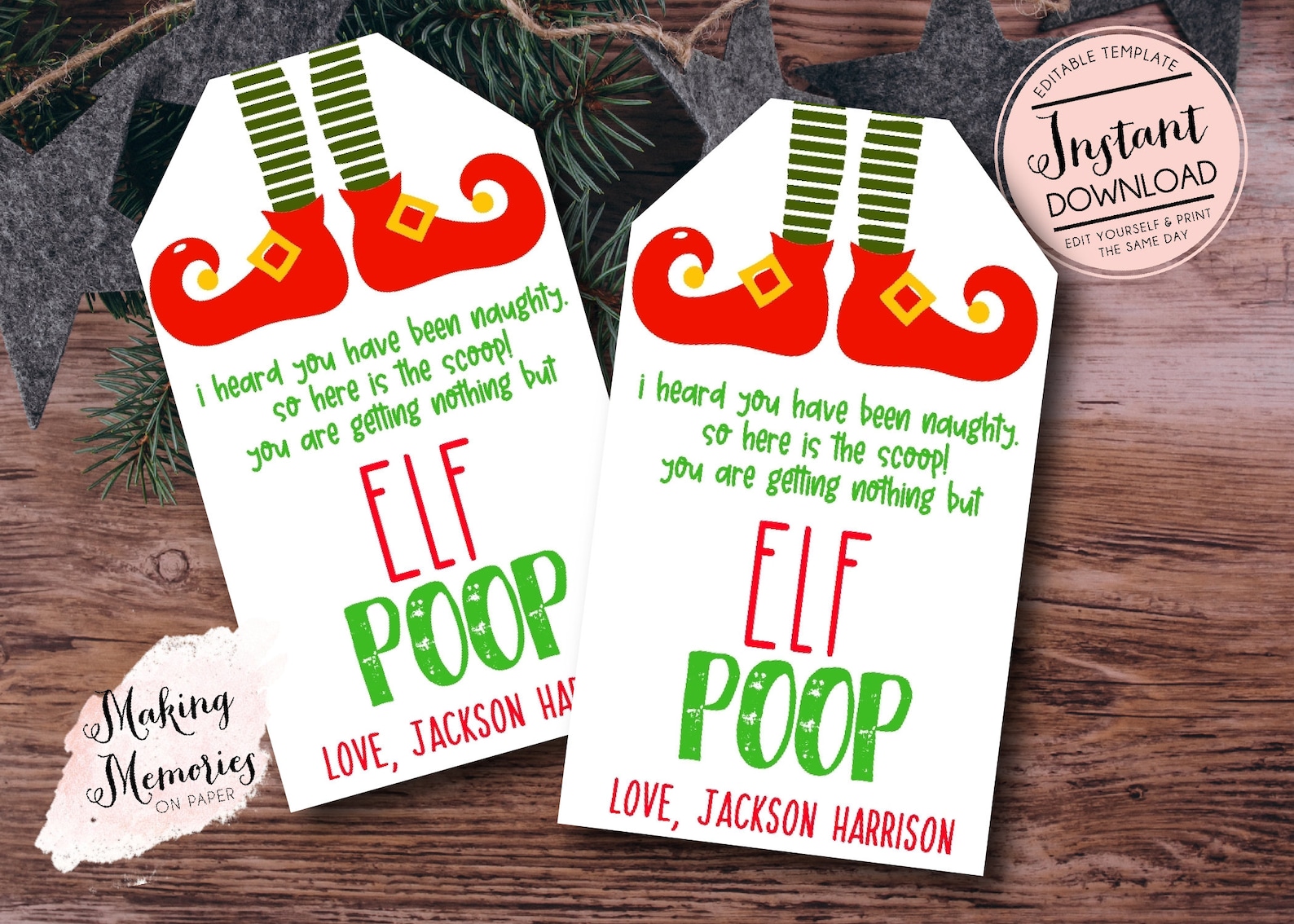 Reindeer Poop Favor Tag, Christmas Treat Bag, Reindeer Poop School Gift ...