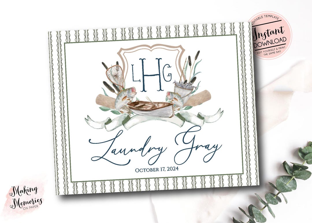 Printable Hospital Door Sign, Fish Room Decor, Monogram Crest, Bassinet ...