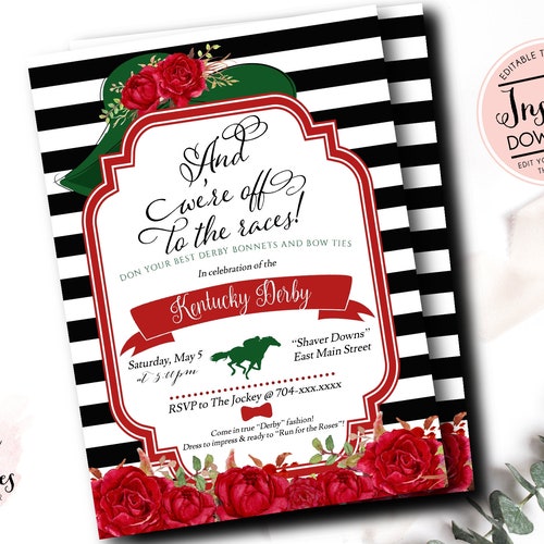 Kentucky Derby Party Invitation Run for the Roses Invitation - Etsy