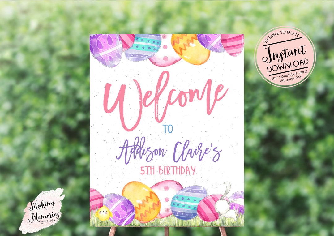 Easter Welcome Sign, Easter Egg Hunt Sign, Church Easter Egg Hunt ...