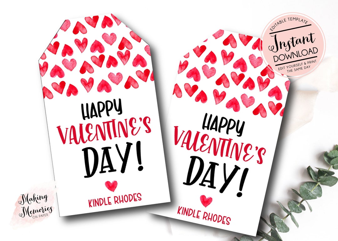 Valentine Favor Tag, Printable Valentine Tags, Editable Valentine Cards ...
