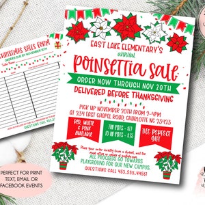 Poinsettia Fundraiser Template, Holiday Fundraiser Flyer, Christmas ...