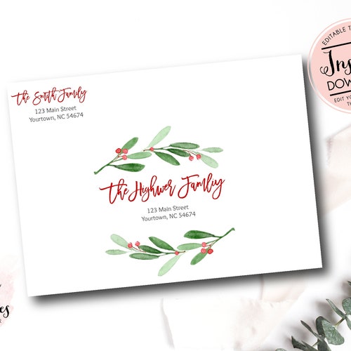 Editable Christmas Envelope Template Addressed Christmas - Etsy