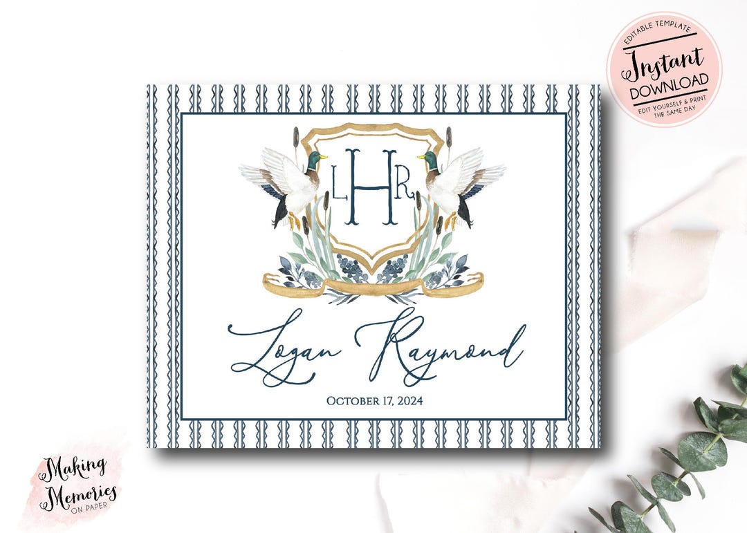 Printable Hospital Door Sign, Duck Hunting Room Decor, Duck Monogram ...