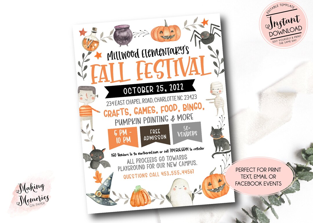 Halloween Fall Festival Flyer, Church Fall Festival Invite, Harvest ...