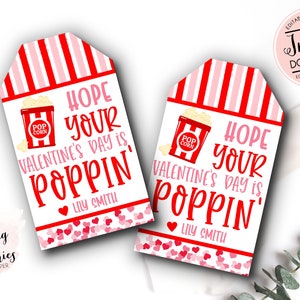 Popcorn Valentine's Day Tag, Popcorn Valentine's Tag, Poppin Valentine ...