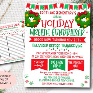 Christmas Wreath Sale Template, Holiday Wreath Fundraiser Flyer ...