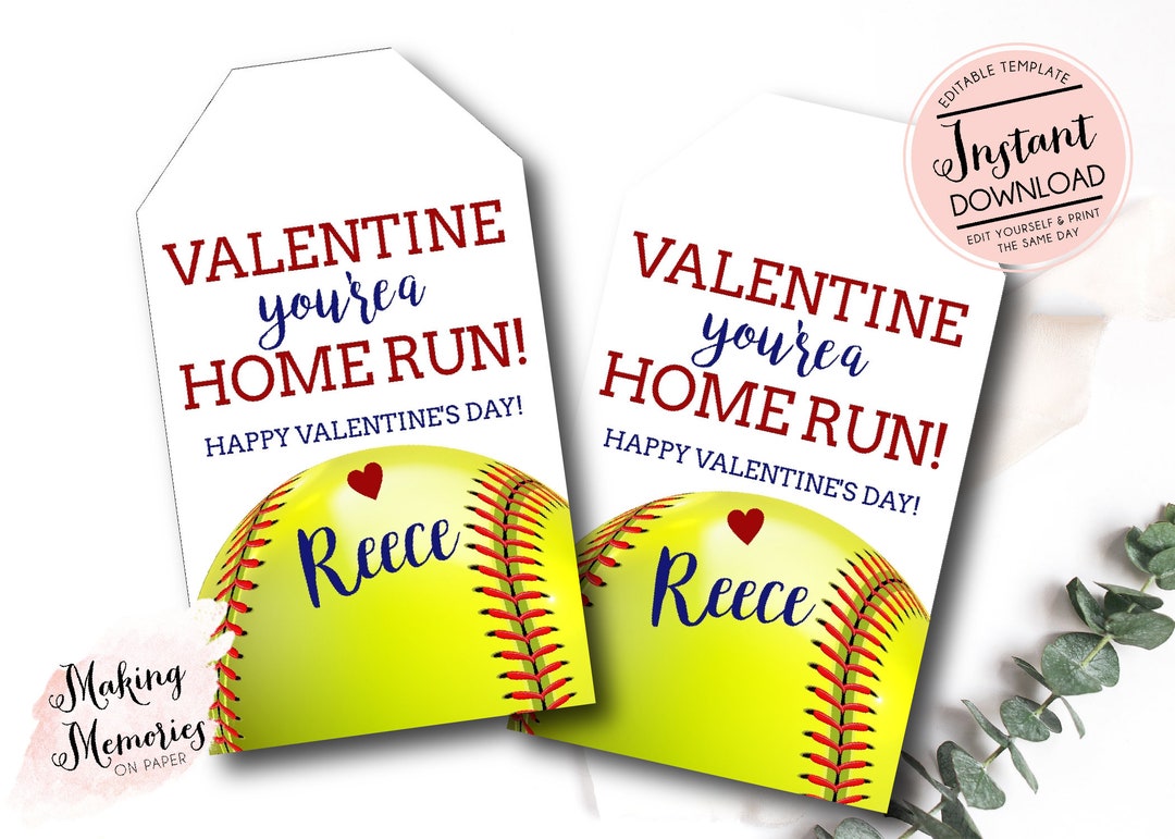 Softball Valentine Cards, Sports Valentines Day Cards, You're a Home ...
