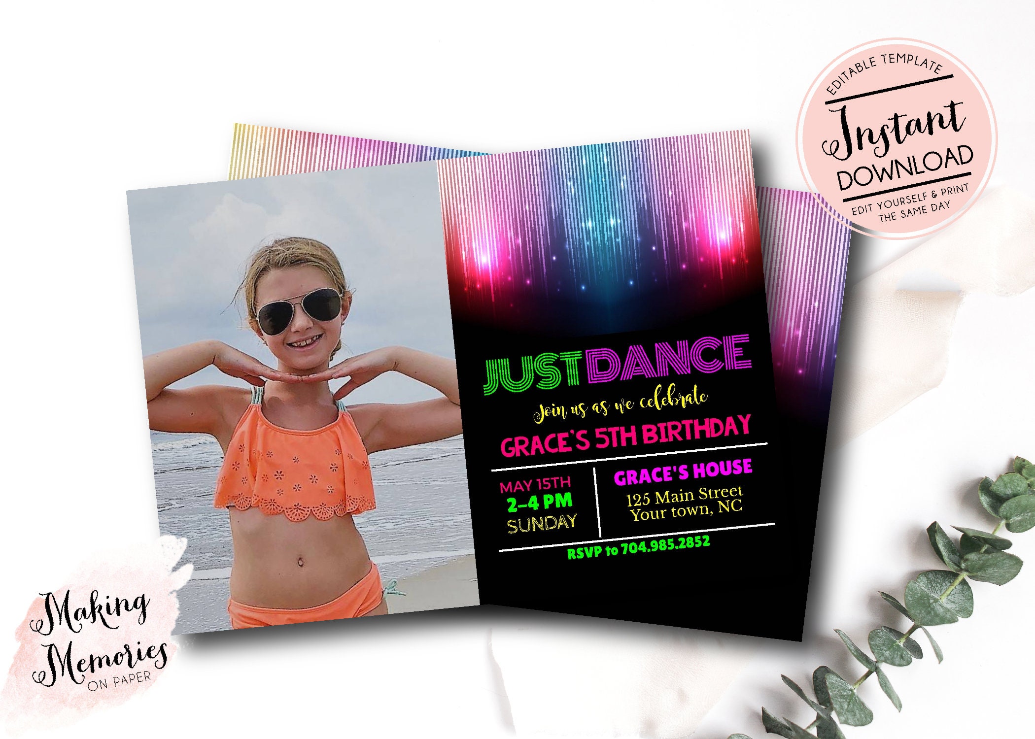 Just Dance Invitation, Disco, Dance Party- Tween- Diva Birthday ...
