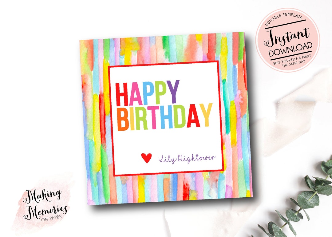 Personalized Happy Birthday Gift Tag, Personalized Enclosure Calling ...