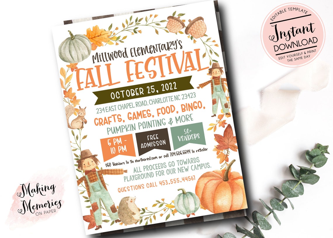 Fall Festival Invitation, Church Fall Festival Invite, Harvest Festival ...
