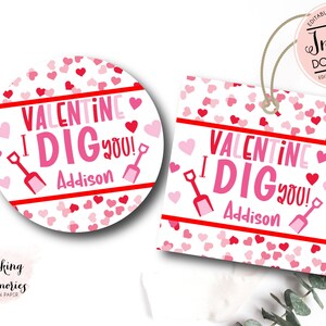 I Dig You Valentine Favor Tag, Shovel Valentine, Dig Valentine ...