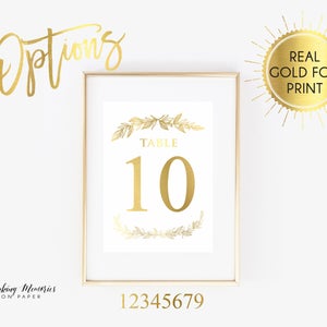 Real Foil Table Numbers, Real Foil Print, Table Numbers, Wedding Signs ...