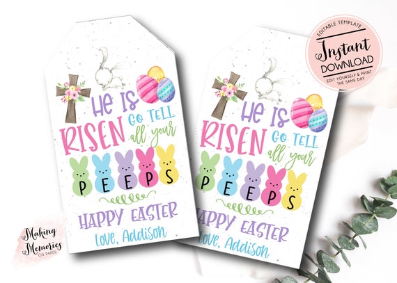 He is Risen Easter Favor Tag Church Easter Tag Easter Gift | Etsy