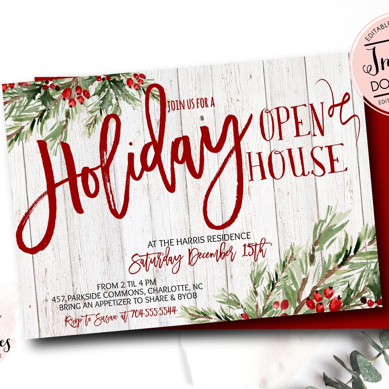 Christmas Holiday Open House Invitations - Etsy