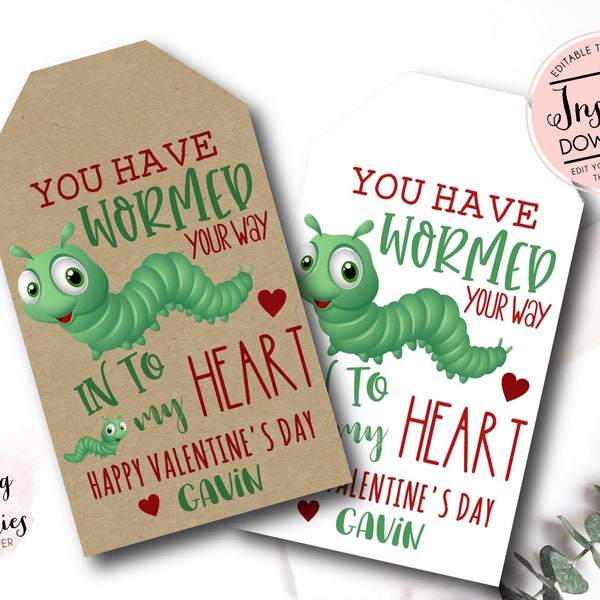 Gummy Worm Valentine Printable - Etsy