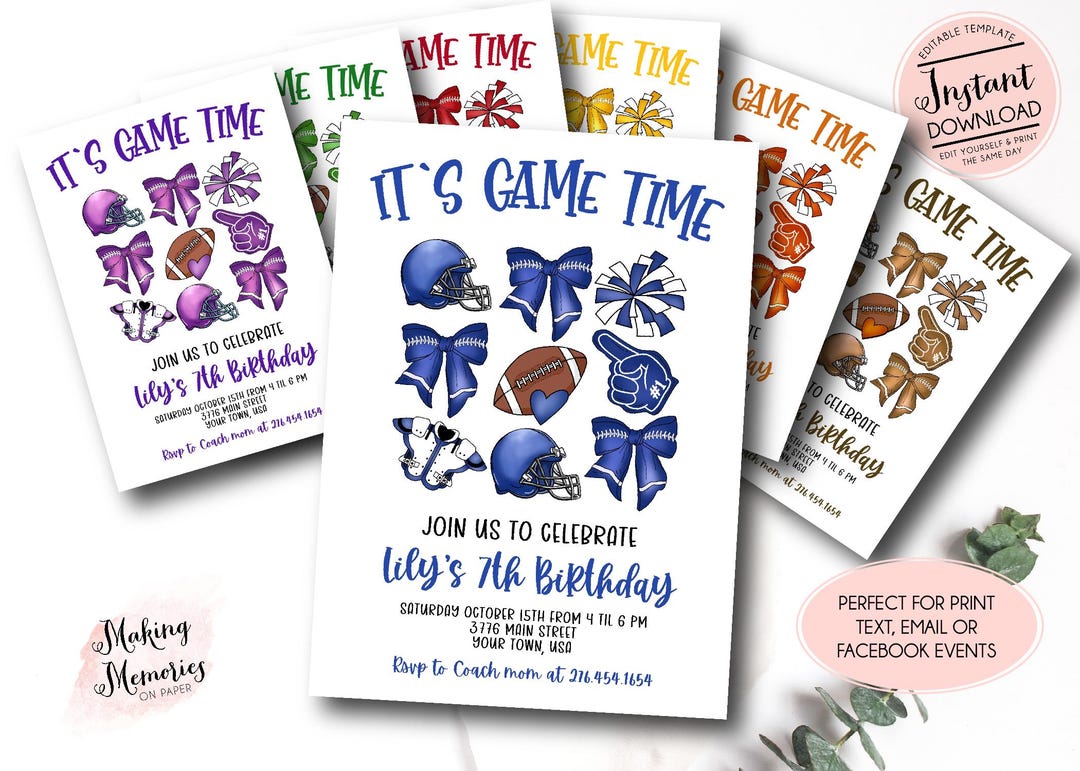 Pink Cheer Birthday Invitation, Editable Cheerleader Party Invite ...