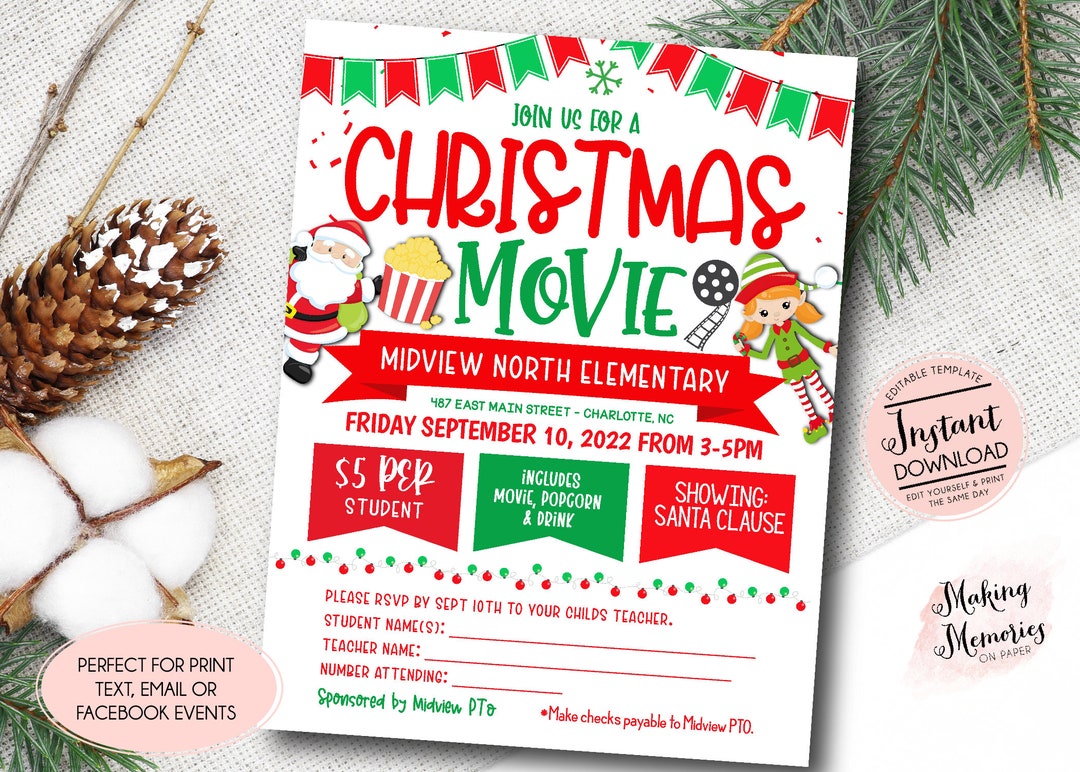 Christmas School Movie Fundraiser, Holiday Movie Night, Movie ...