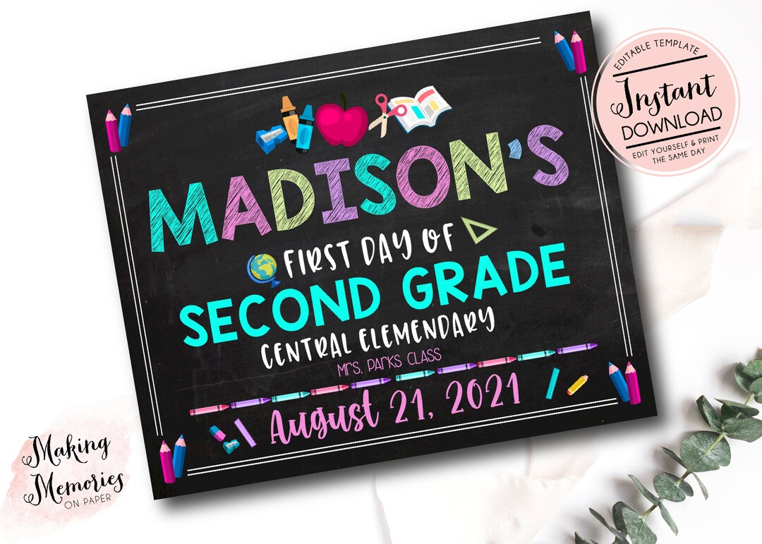 Editable Back to School Sign, Printable First Day of School, EDITABLE ...