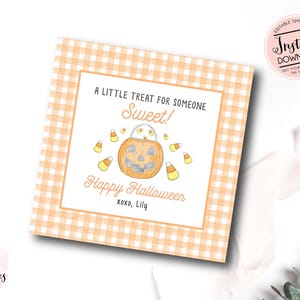 Halloween Candy Corn Favor Tag, Printable Halloween Tag, Gingham ...