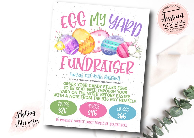 Egg My Yard Fundraiser Easter Fundraiser Youth Fundraiser Etsy