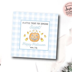 Halloween Candy Corn Favor Tag, Printable Halloween Tag, Gingham ...
