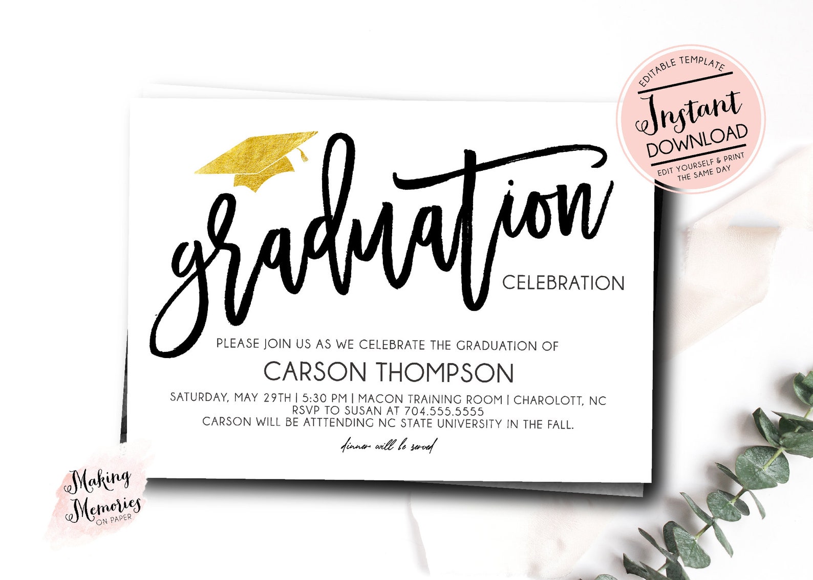 Graduation Party Invitation, Boy Graduation Party Invitation, School ...