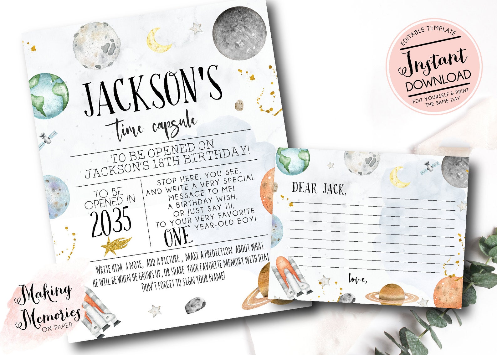 Editable Outer Space Birthday Milestone Poster First Trip | Etsy