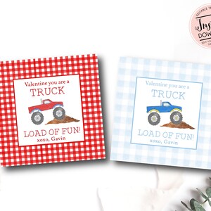 Printable Monster Truck Valentine Card, Monster Truck Valentine Favor ...