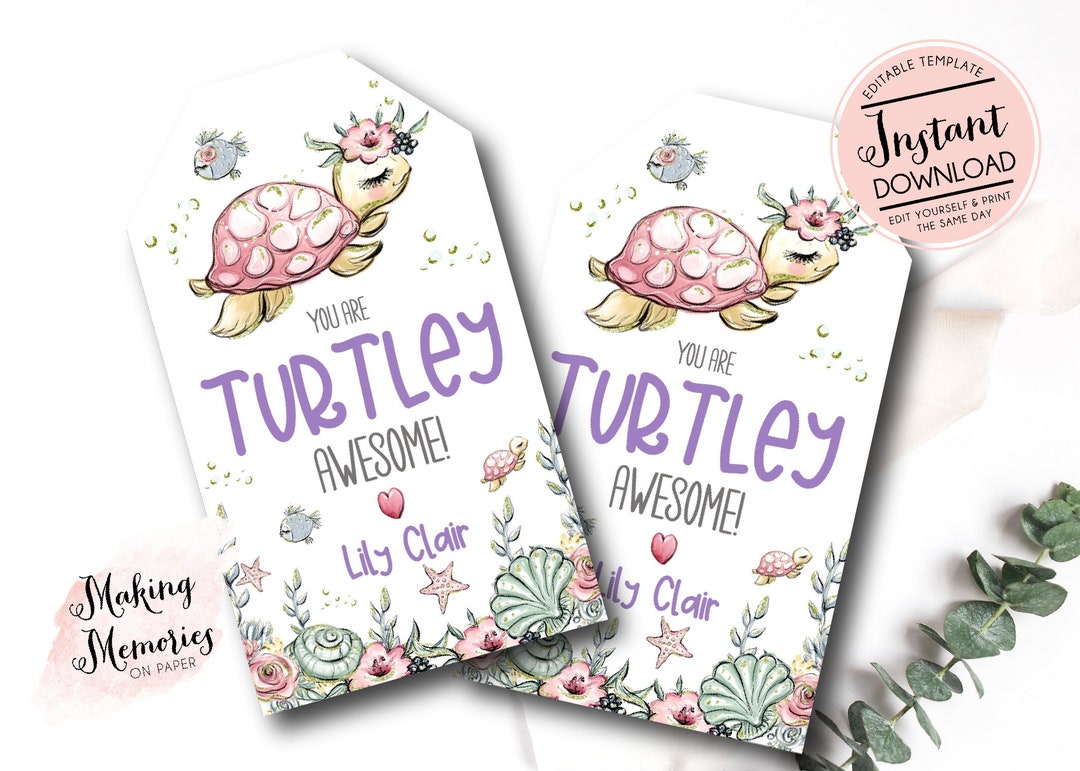 Turtle Valentine, Editable School Valentines, Printable Valentines, You ...