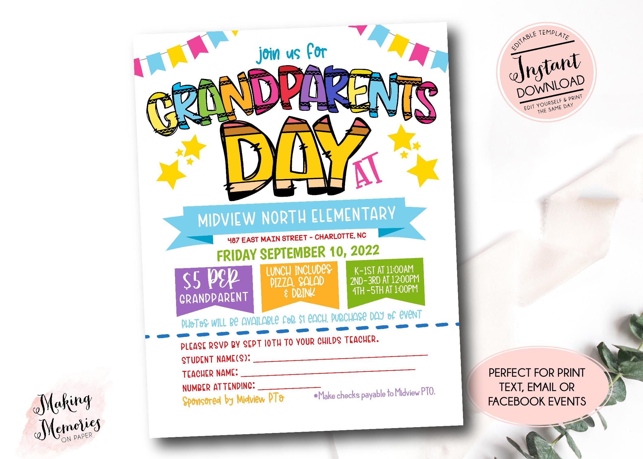 Grandparent Day Flyer, School Grandparents Day Event, Grandparents Day ...