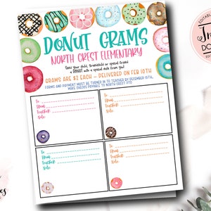 Donut Gram Template, School Donut Gram Flyer, School Fundraiser, PTO ...